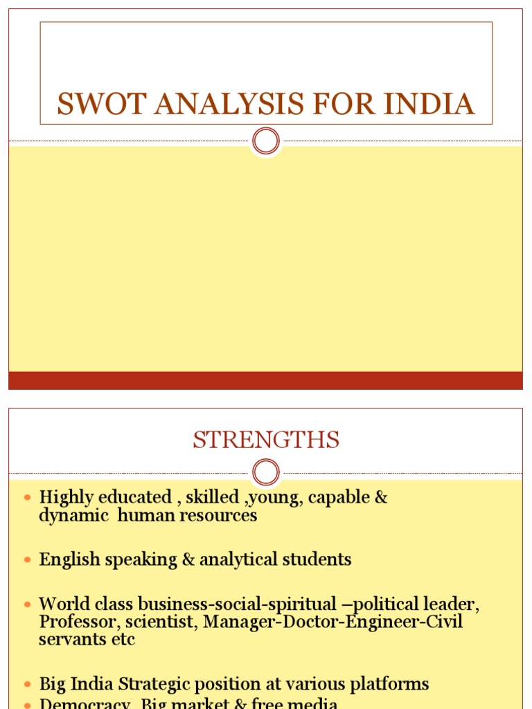 Swot Analysis For India | Swot Analysis | Economies