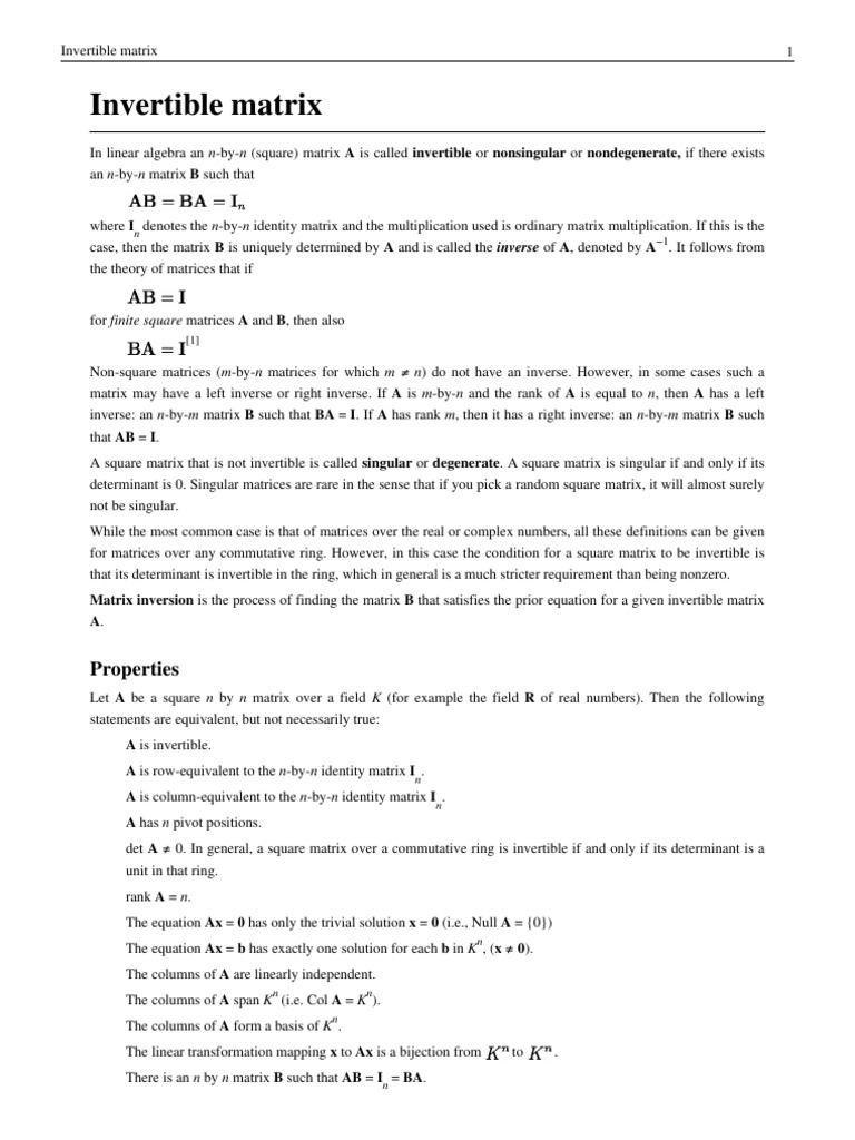 Invertible Matrix Determinant Matrix Mathematics 