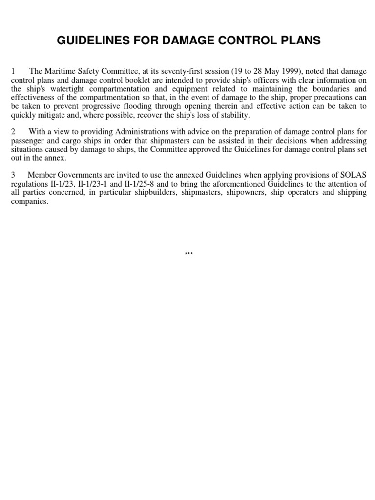 Damage Control Plan | PDF | Watercraft | Ships