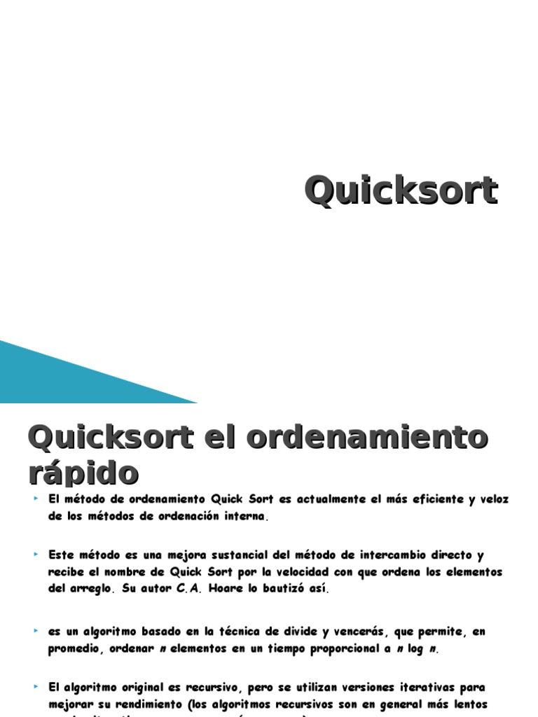 Ordenacion Quicksort | PDF | Algoritmos | Conceptos matemáticos