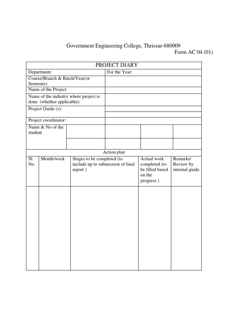 Project Diary for Engineering Students | PDF | Business | Technology ...