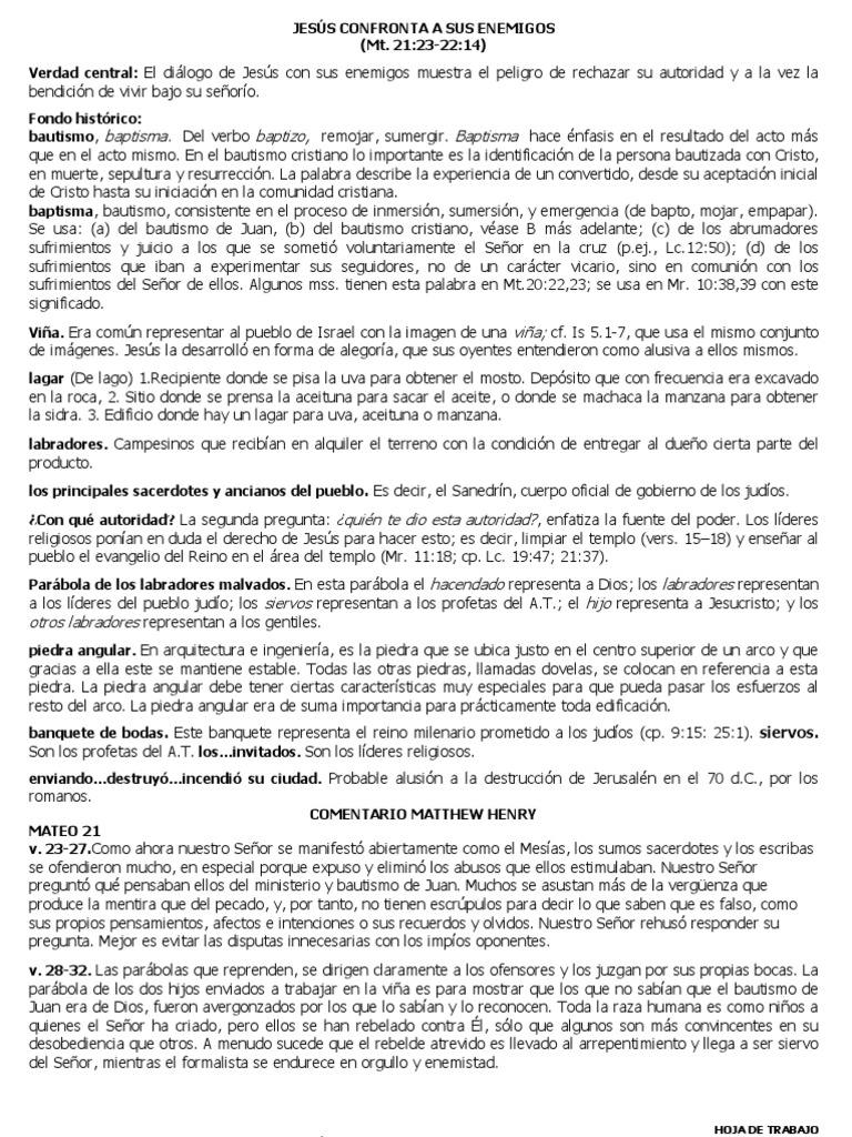 Jesús Confronta A Sus Enemigos | PDF | Bautismo | Profeta