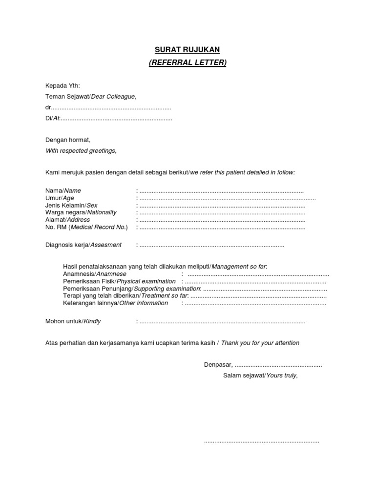 Contoh Surat Rujukan