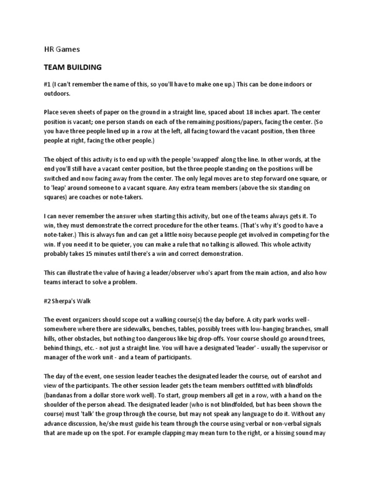 Team Building: HR Games | PDF | Innovation