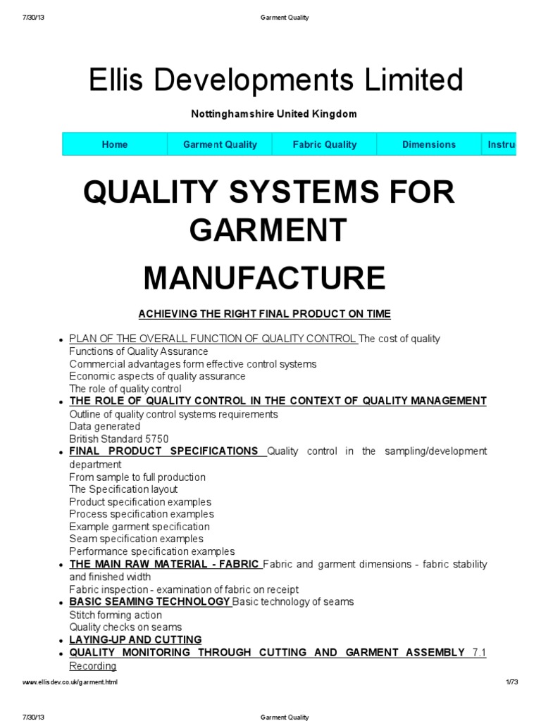 Garment Quality | PDF | Reliability Engineering | Yarn