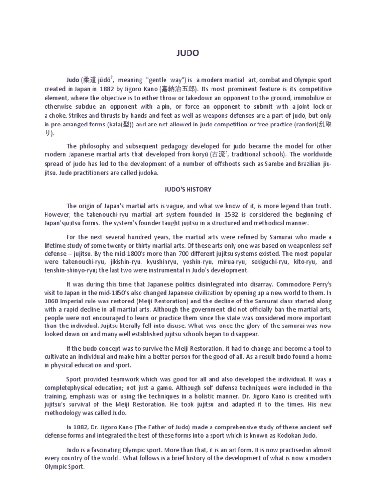 History of Judo | PDF | Judo | Jujutsu