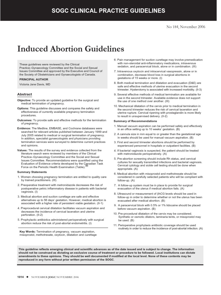 SOGC Guideline On Abortion | PDF | Abortion | Miscarriage
