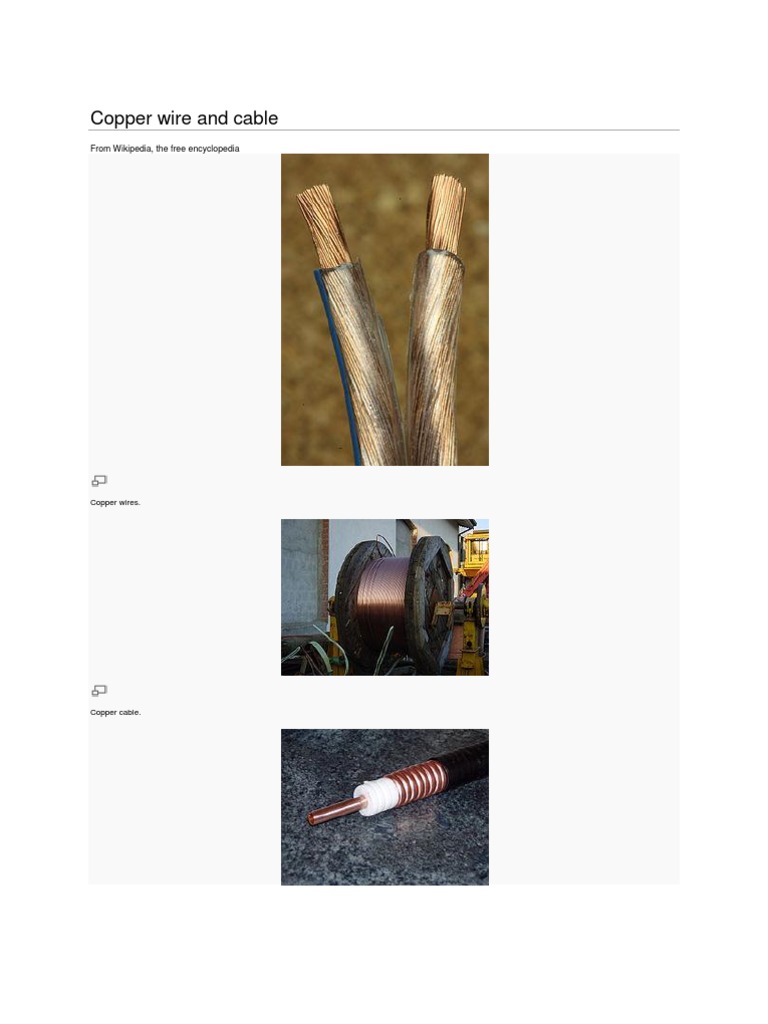 Copper Wire and Cable: From Wikipedia, The Free Encyclopedia | PDF ...