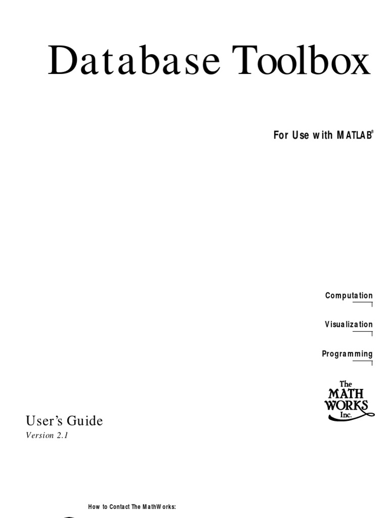 Database Toolbox: User's Guide | PDF | Matlab | Databases