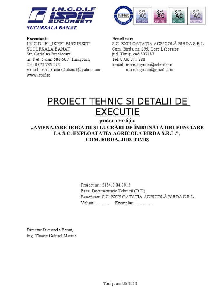 Documentatie Proiect Tehnic | PDF