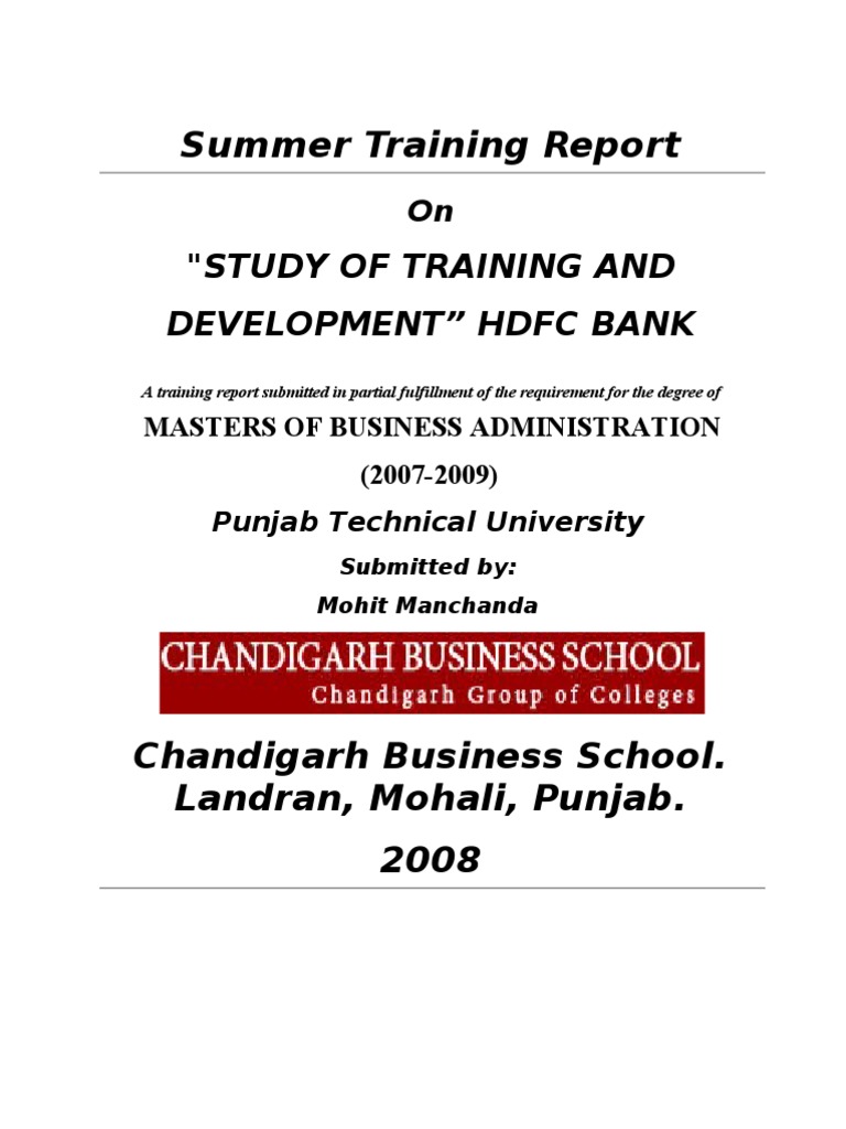 HDFC Project - Mohit Manchanda | PDF | Stocks | Securities (Finance)