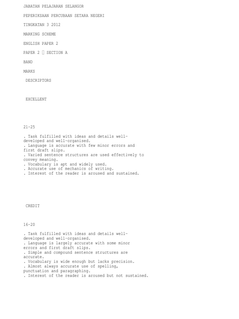Skema Pemarkahan Pppa Bi PMR k2 | PDF | Vocabulary | Grammar