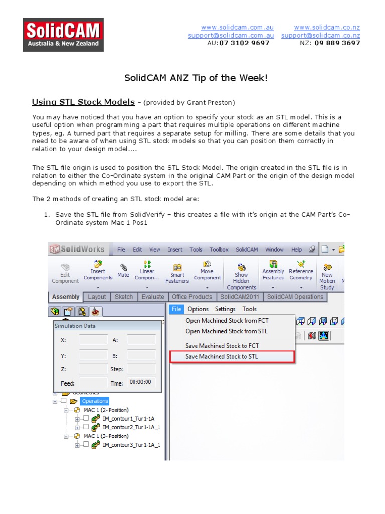 Using STL Stock Models in SolidCAM | PDF