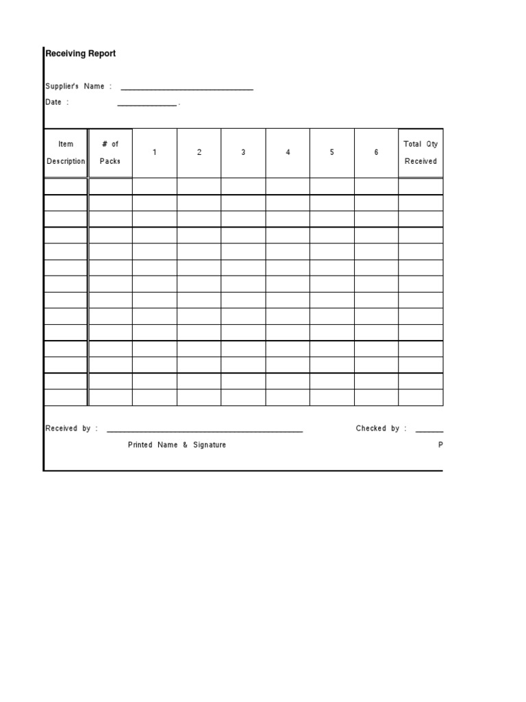 Receiving Report Template | PDF