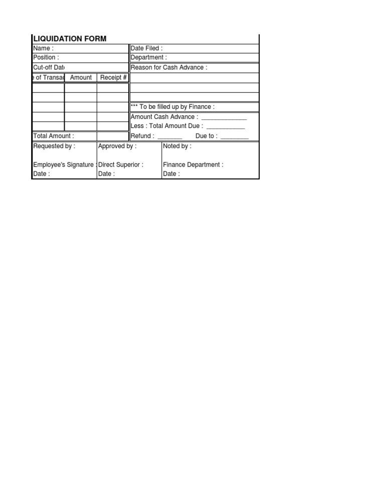 Liquidation Form Template | PDF | Service Industries | Payments