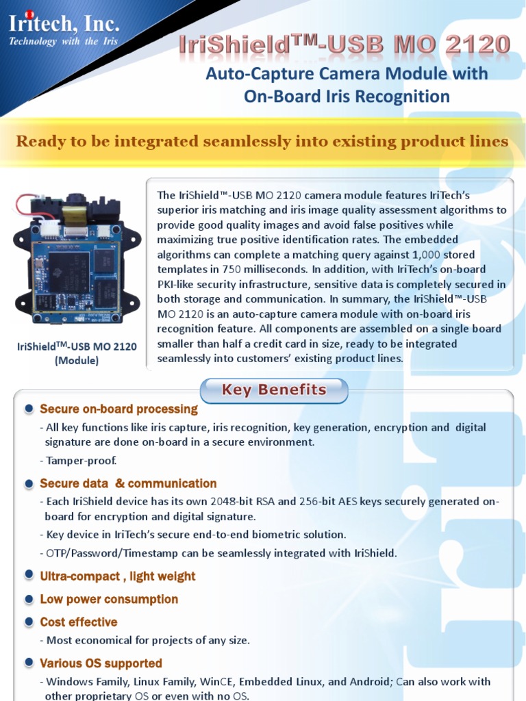 IriShield™ USB MO 2120 Flyer - Iris Recognition Scanner Chipset | PDF ...