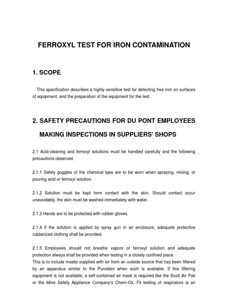 Ferroxyl Test for Iron Detection | PDF