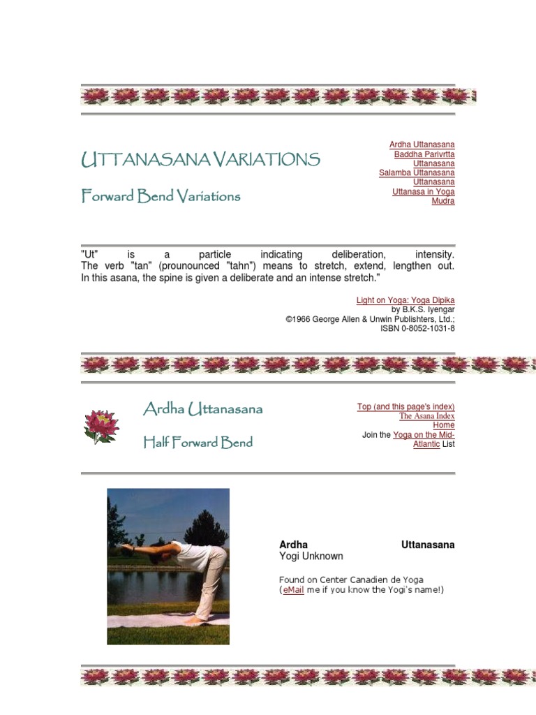Forward Bend Variations: Ttanasana Ariations | PDF | Foot | Breathing
