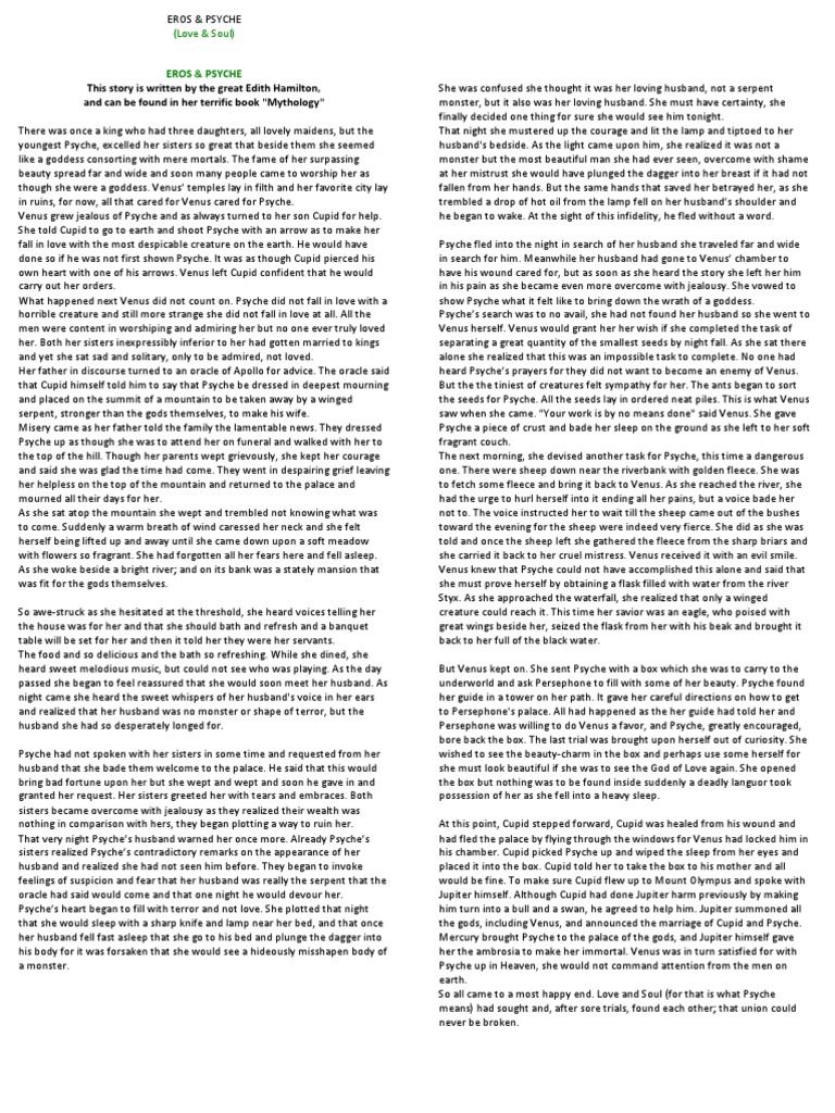 Eros & Psyche: This Story Is Written by The Great Edith Hamilton, and ...