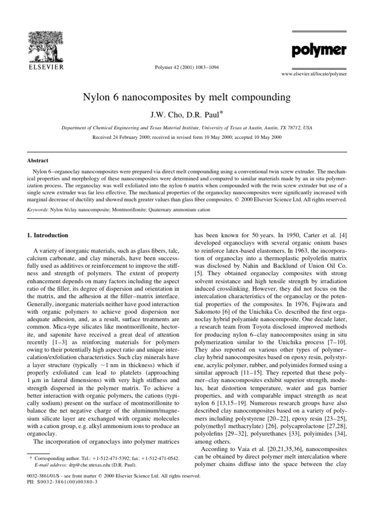 Nylon 6 Nano Composites by Melt Compounding | PDF | Nanocomposite ...