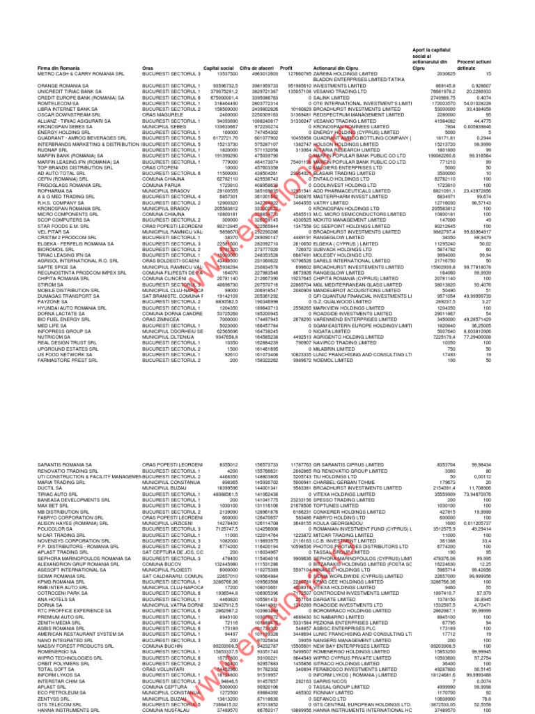 Firme RO Offshore Cipru | PDF | Companies | Business