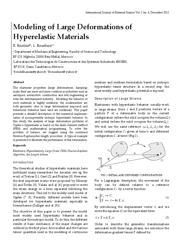 Modeling of Large Deformations of Hyperelastic Materials | PDF | Deformation (Mechanics ...