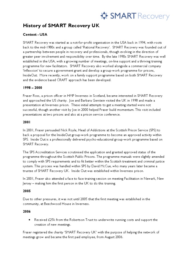 History Smart Recovery UK | PDF | Society | Wellness