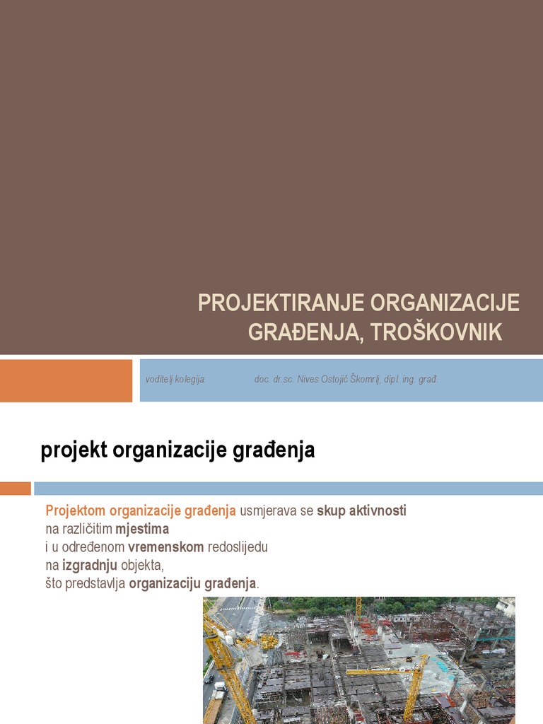 Projektiranje Organizacije Građenja | PDF