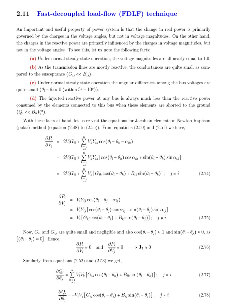 Fast-Decoupled Load-Flow (FDLF) Technique: Ij Ij | PDF | Matrix (Mathematics) | Mathematical ...