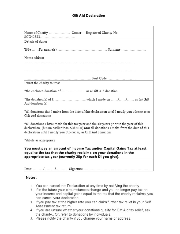 2017 Gift Aid Declaration Form | PDF
