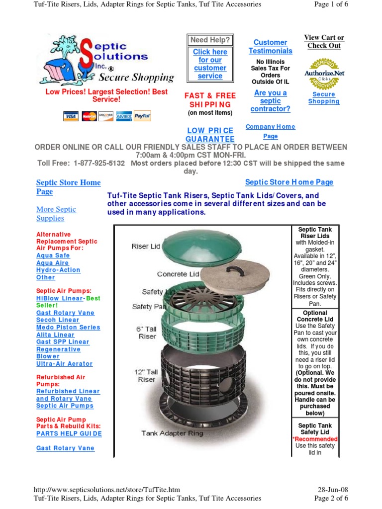 Tuf Tite Septic Cover Parts Store | PDF | Septic Tank | Pump