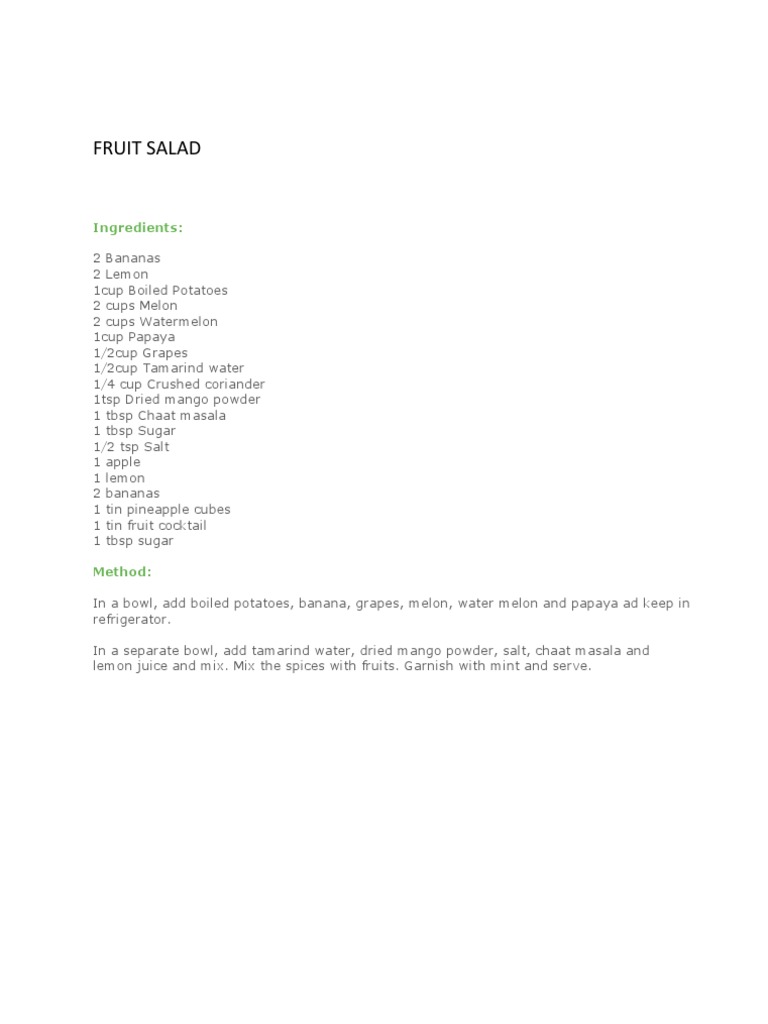 Fruit Salad | PDF