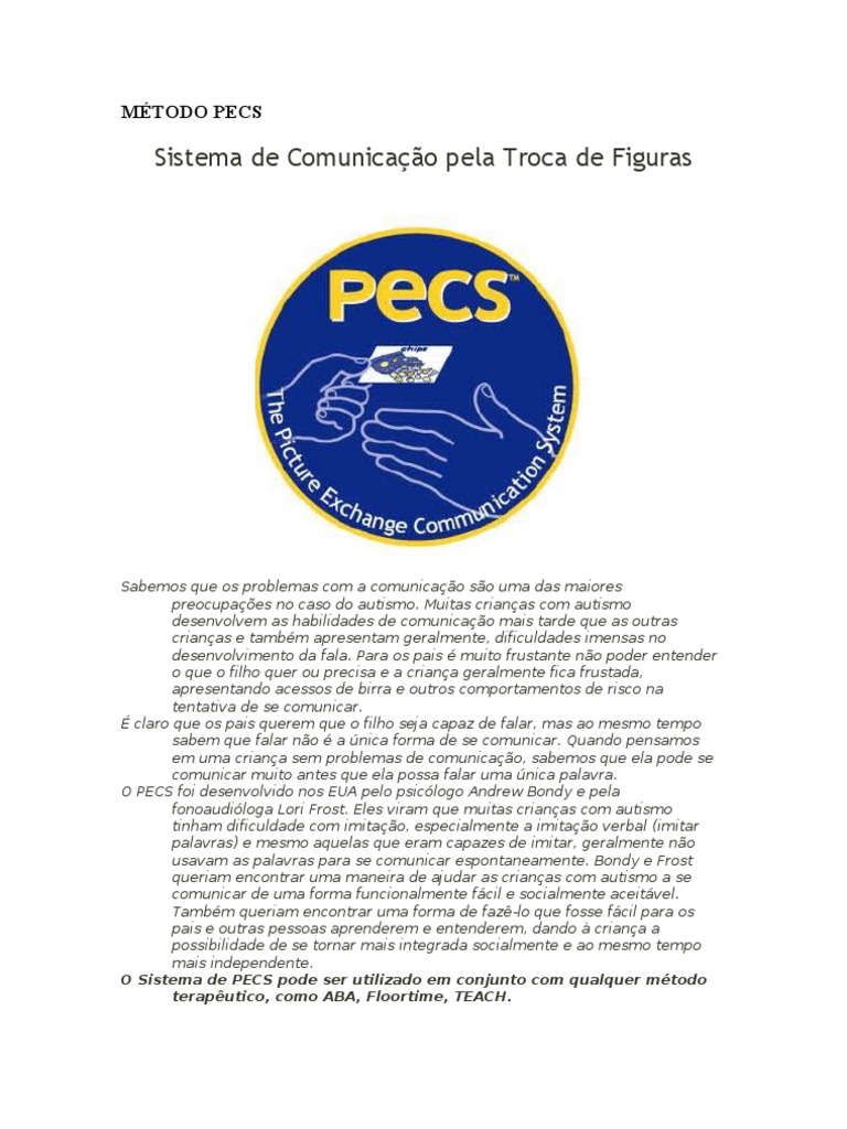 MÉTODO PECS | PDF | Autismo | Comunicação