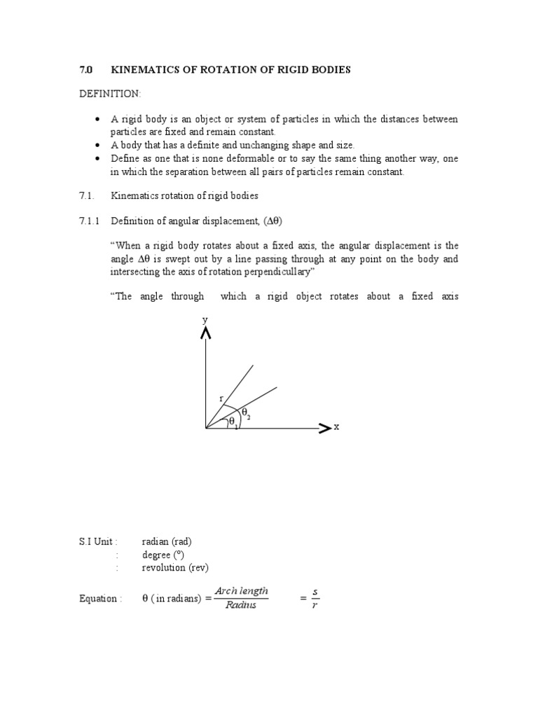 Kinematics of Rotation of Rigid Bodies | PDF | Rotation Around A Fixed ...