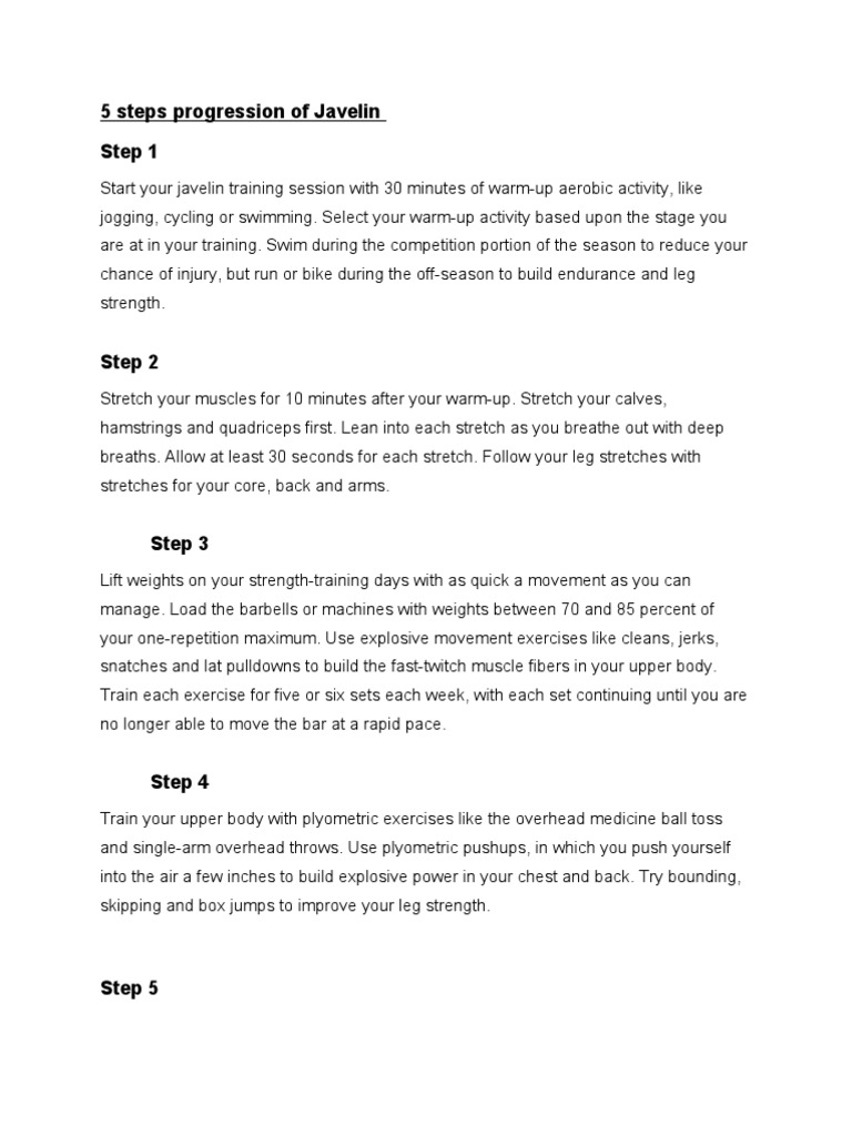 5 Steps Progression of Javelin | PDF | Hand | Hobbies