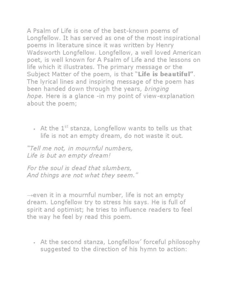 Psalm of life | Henry Wadsworth Longfellow | Poetry | Free 30-day Trial ...