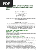 REPUBLIC ACT NO 9502 Cheaper Medicine Act | PDF | U.S. State | Generic Drug