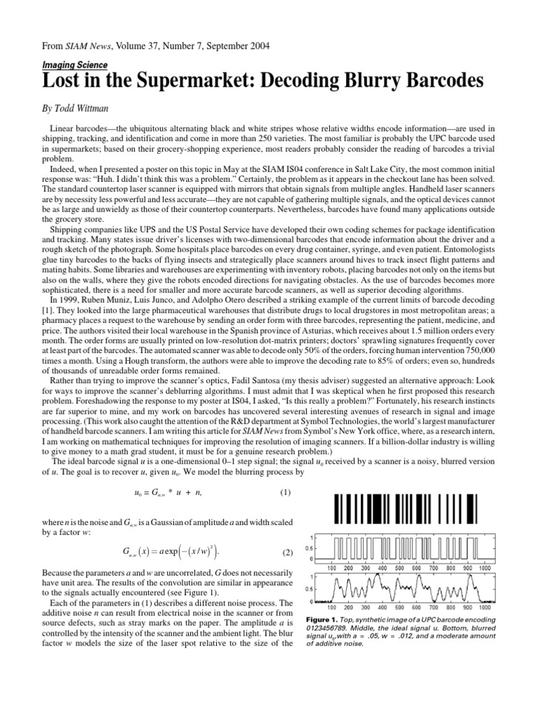 Decoding Blurry Barcodes Using Total Variation Minimization | PDF ...