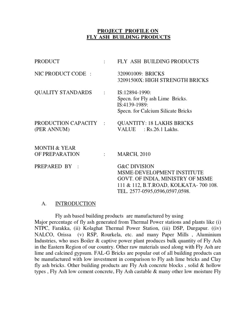 Fly Ash Building Bricks | PDF | Brick | Fly Ash