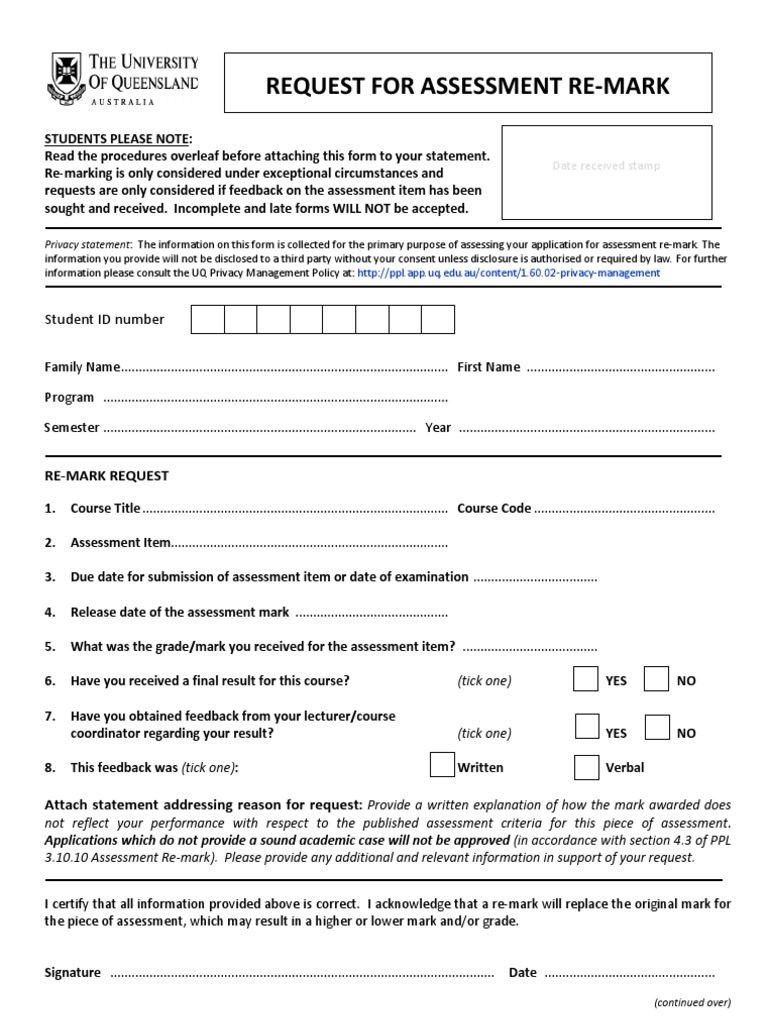 Request for Re-Evaluation: A Student's Formal Application for ...
