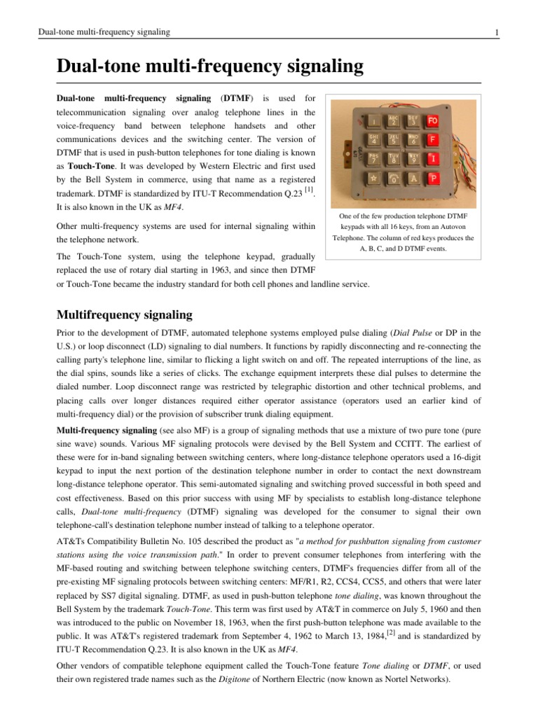 DTMF Signal PDF | PDF | Electrical Engineering | Telephony