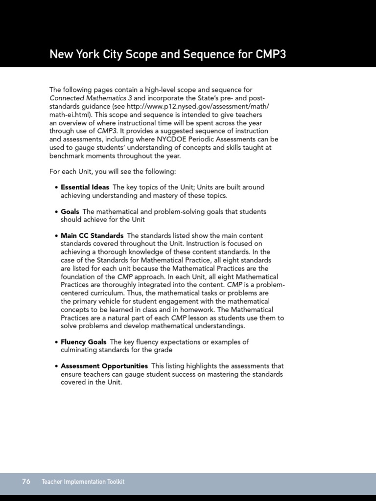NYC CMP3 Grade 8 Scope and Sequence | PDF | Equations | Teaching ...