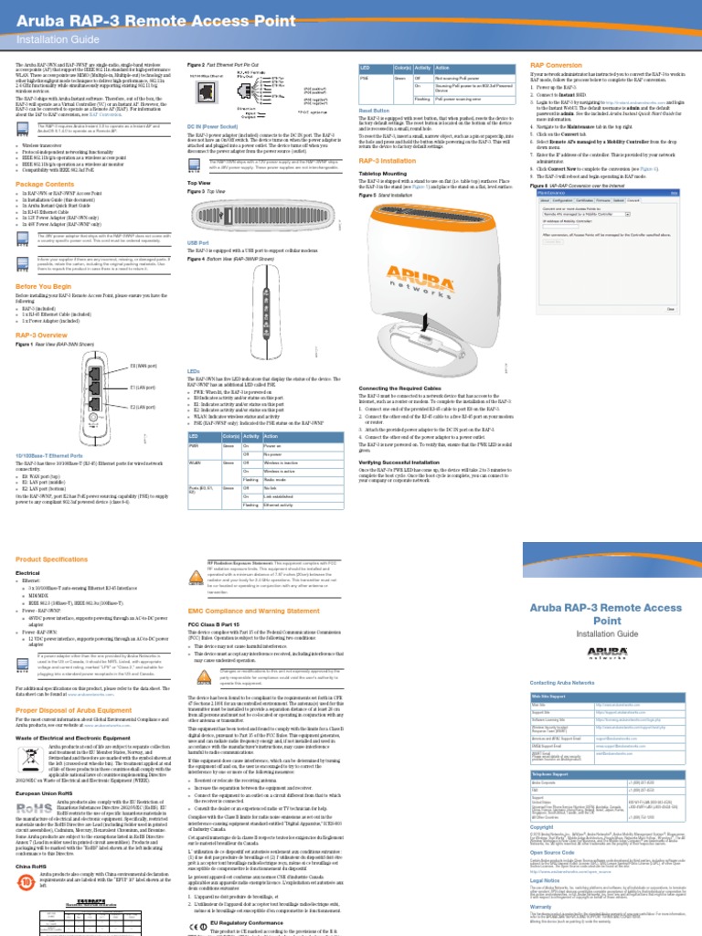 Aruba Rap-3port RAP | Wireless Lan | Ieee 802.11