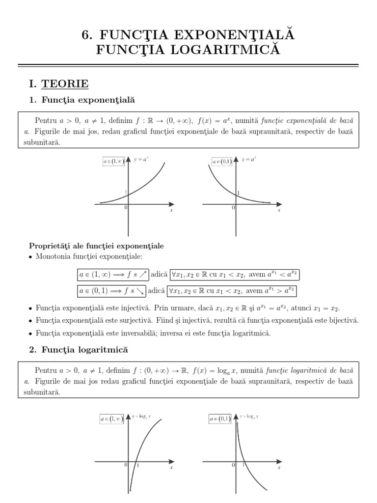 Functia Exponentiala Si Logaritmica PDF | PDF