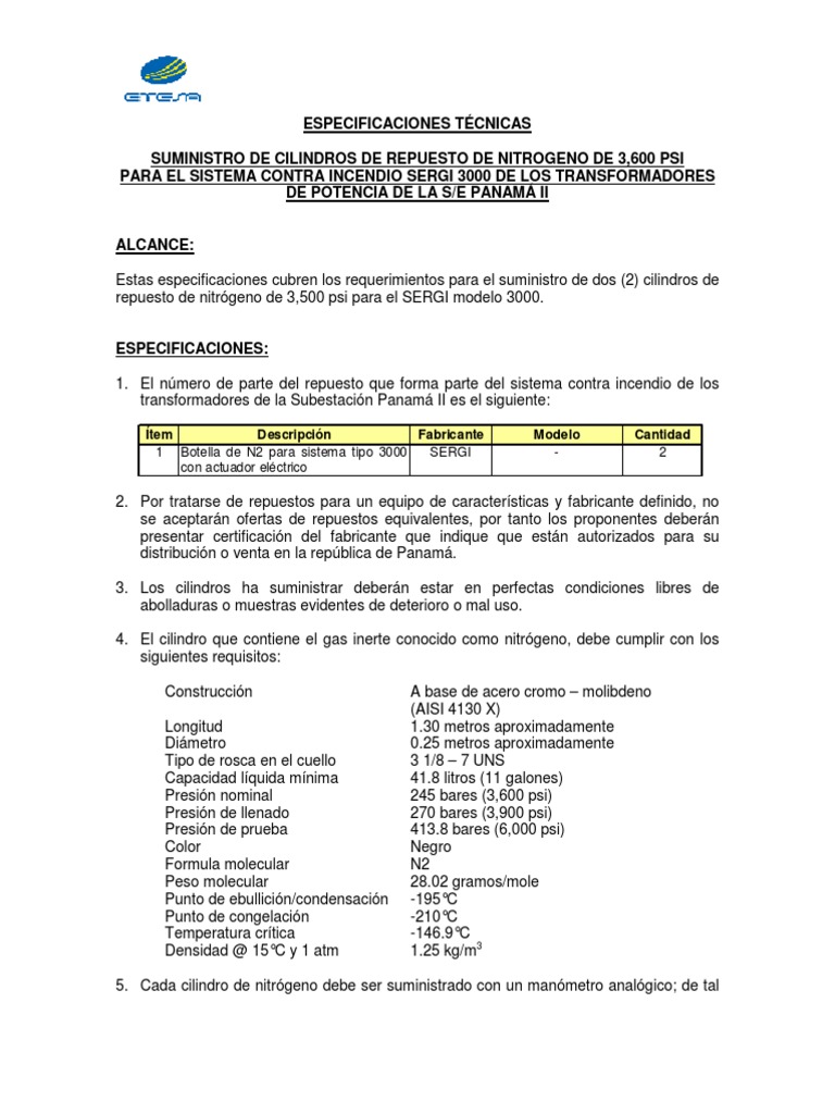 Cilindros N2 para SERGI 3000 Panamá II | PDF | Solenoide | Presión
