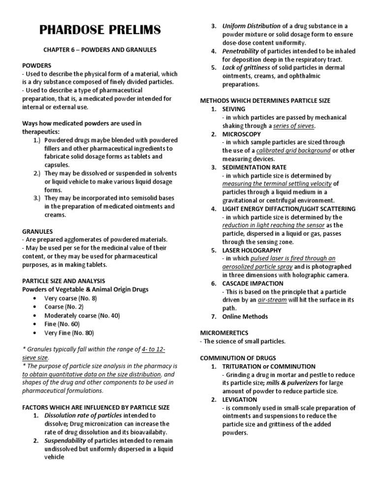 Powders and Granules | PDF | Powder (Substance) | Tablet (Pharmacy)