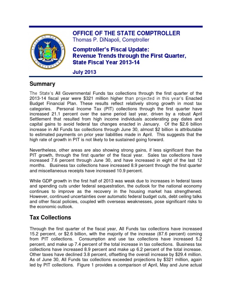 2013-14 1st Quarter Review | PDF | Fiscal Policy | Taxes