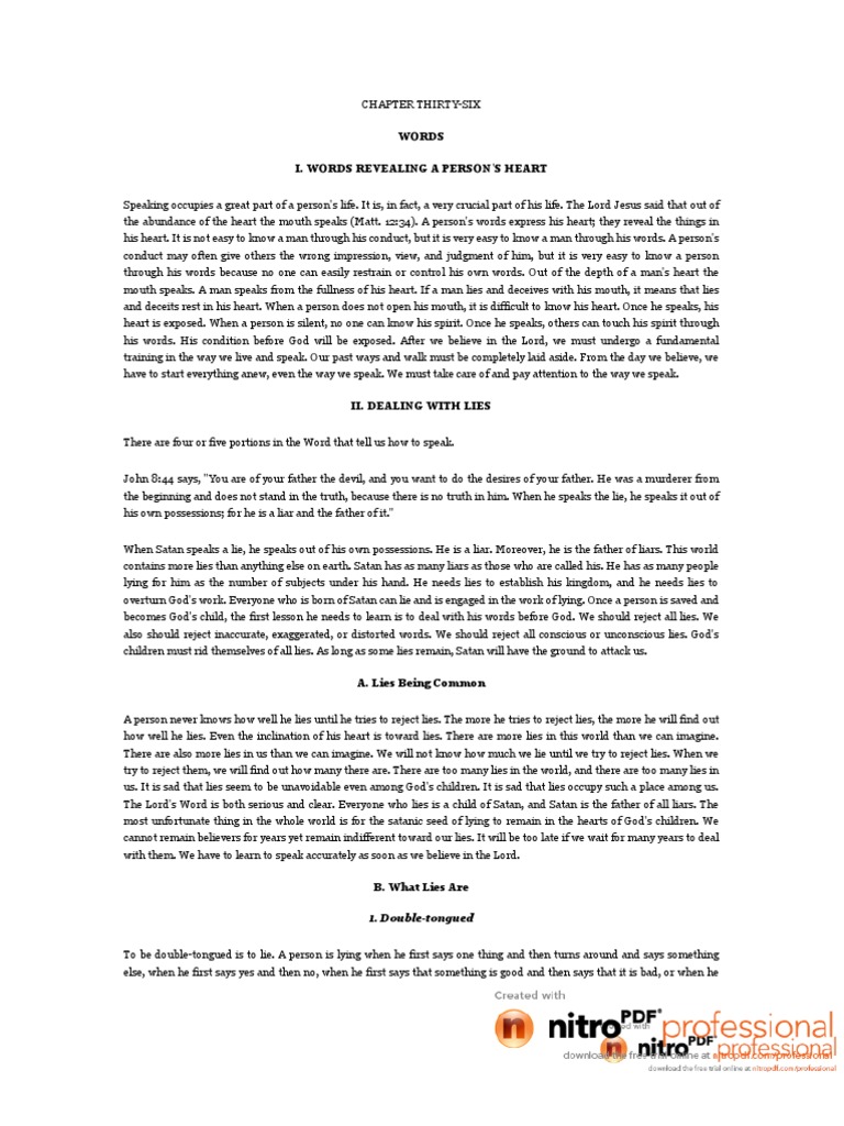 Words I. Words Revealing A Person'S Heart: 1. Double-Tongued | PDF ...