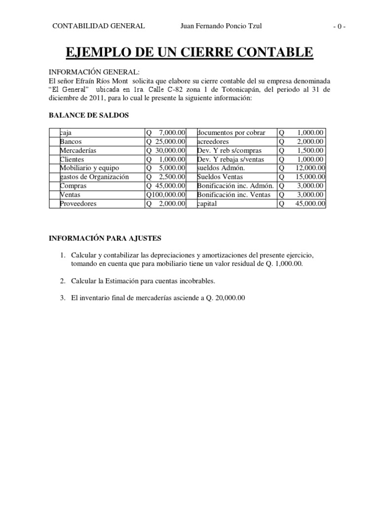 Ejemplo de Un Cierre Contabl1 | PDF | Amortización (Negocio) | Contabilidad