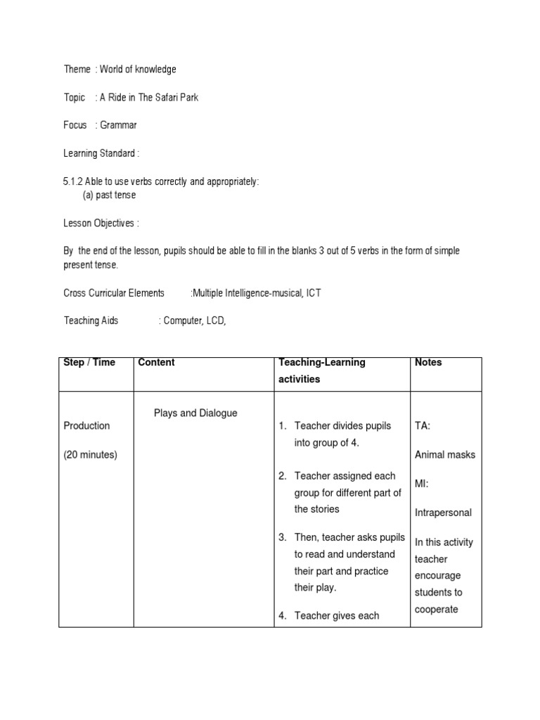 Mini Lesson Plan Grammar | PDF